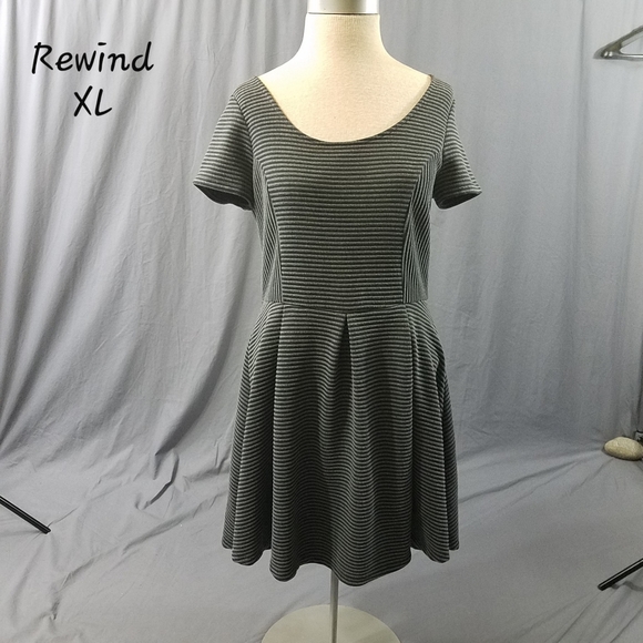 Rewind | Dresses | Rewind Dress Short Sleeve Xl Black Gray Stripe ...